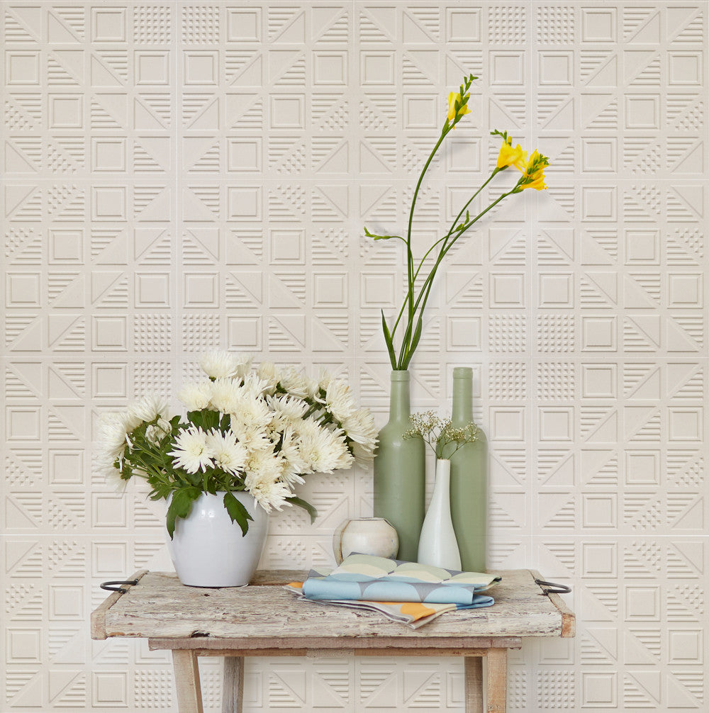 'London Chevron' White - 3D Cement Tile (sample) – Lindsey Lang Design ...